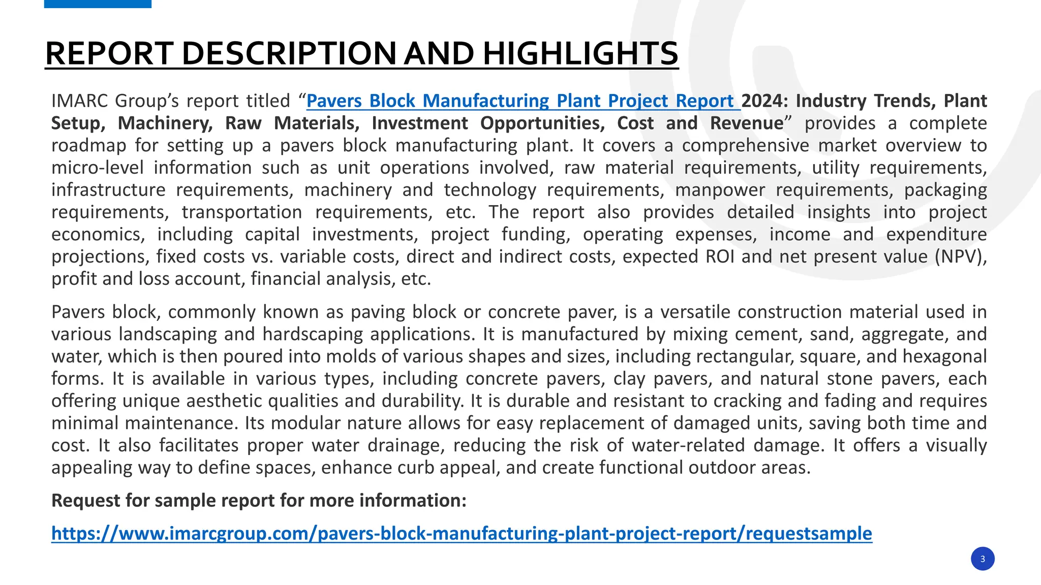 Pavers Block Manufacturing Plant Detailed Setup and Cost Report.pptx