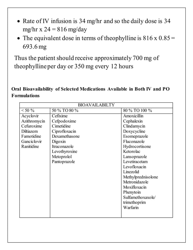 conversion from INTRAVENOUS TO ORAL DOSING----- design of dosage regimen | DOCX