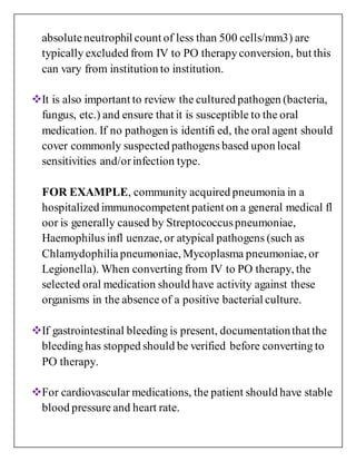 conversion from INTRAVENOUS TO ORAL DOSING----- design of dosage regimen | DOCX