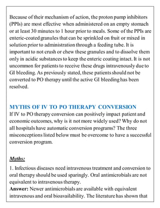 conversion from INTRAVENOUS TO ORAL DOSING----- design of dosage ...