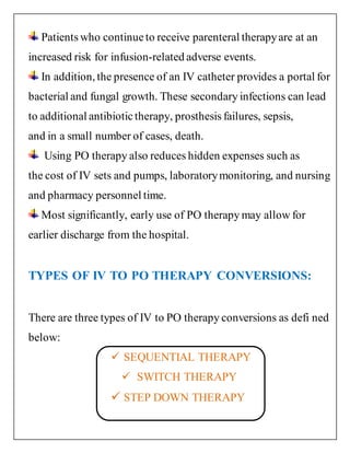 conversion from INTRAVENOUS TO ORAL DOSING----- design of dosage regimen | DOCX