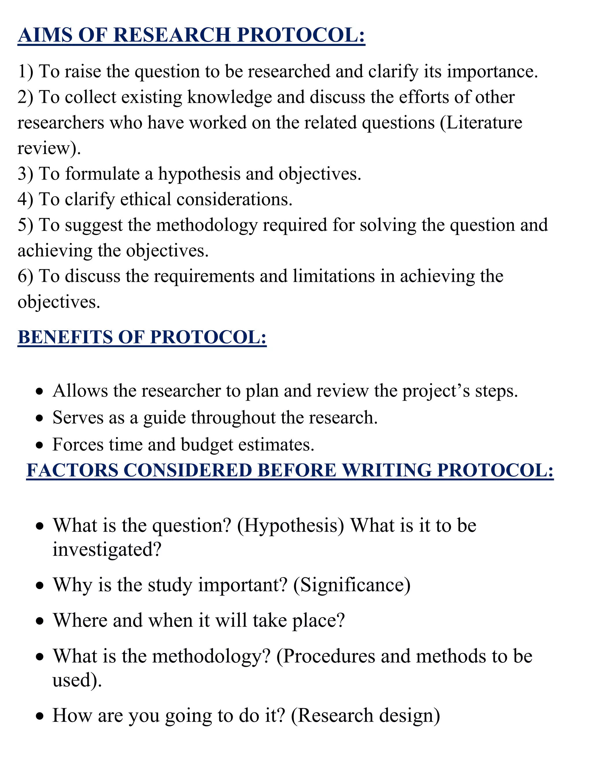 protocol writing in clinical research | PDF