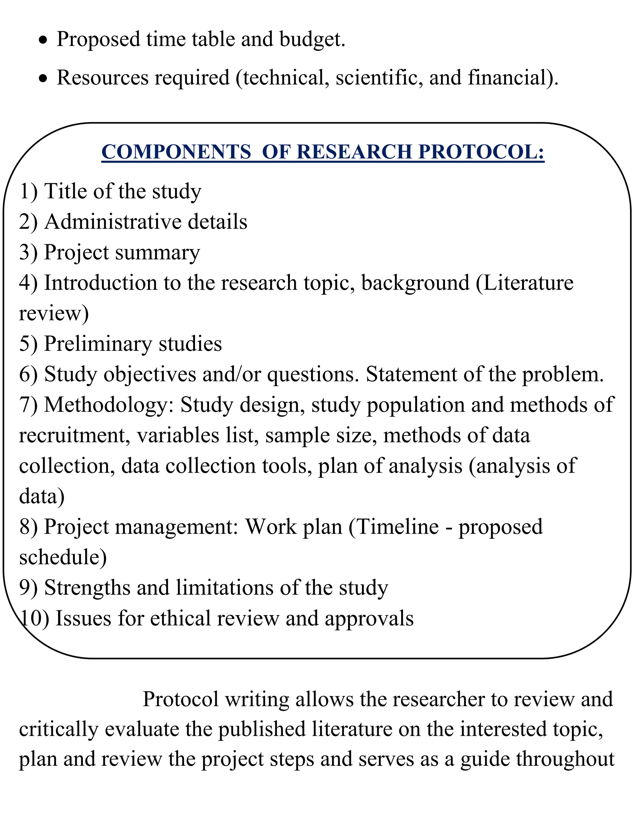 protocol writing in clinical research | PDF