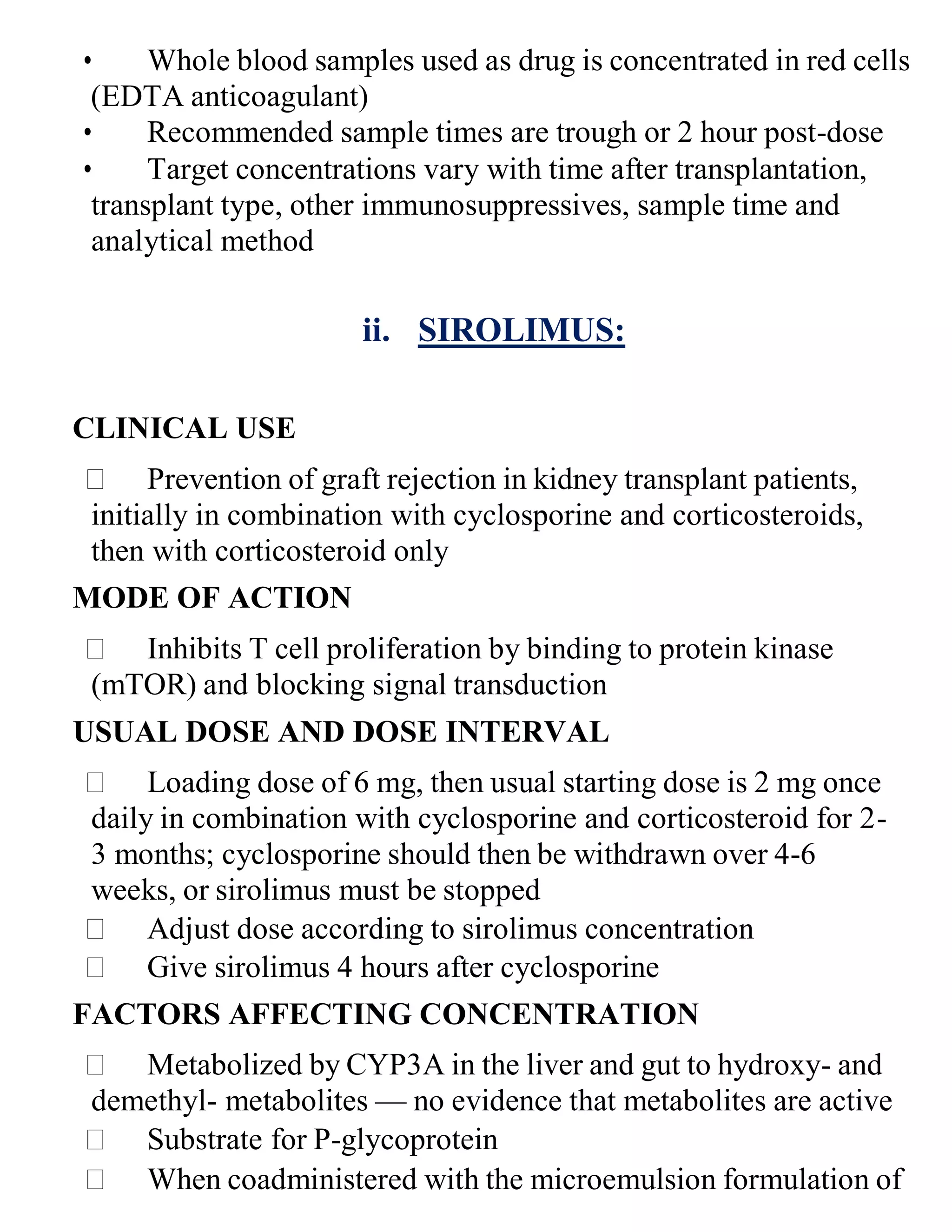 Therapeutic drug monitoring for immunosuppressive agents ( organ transplants) | PDF