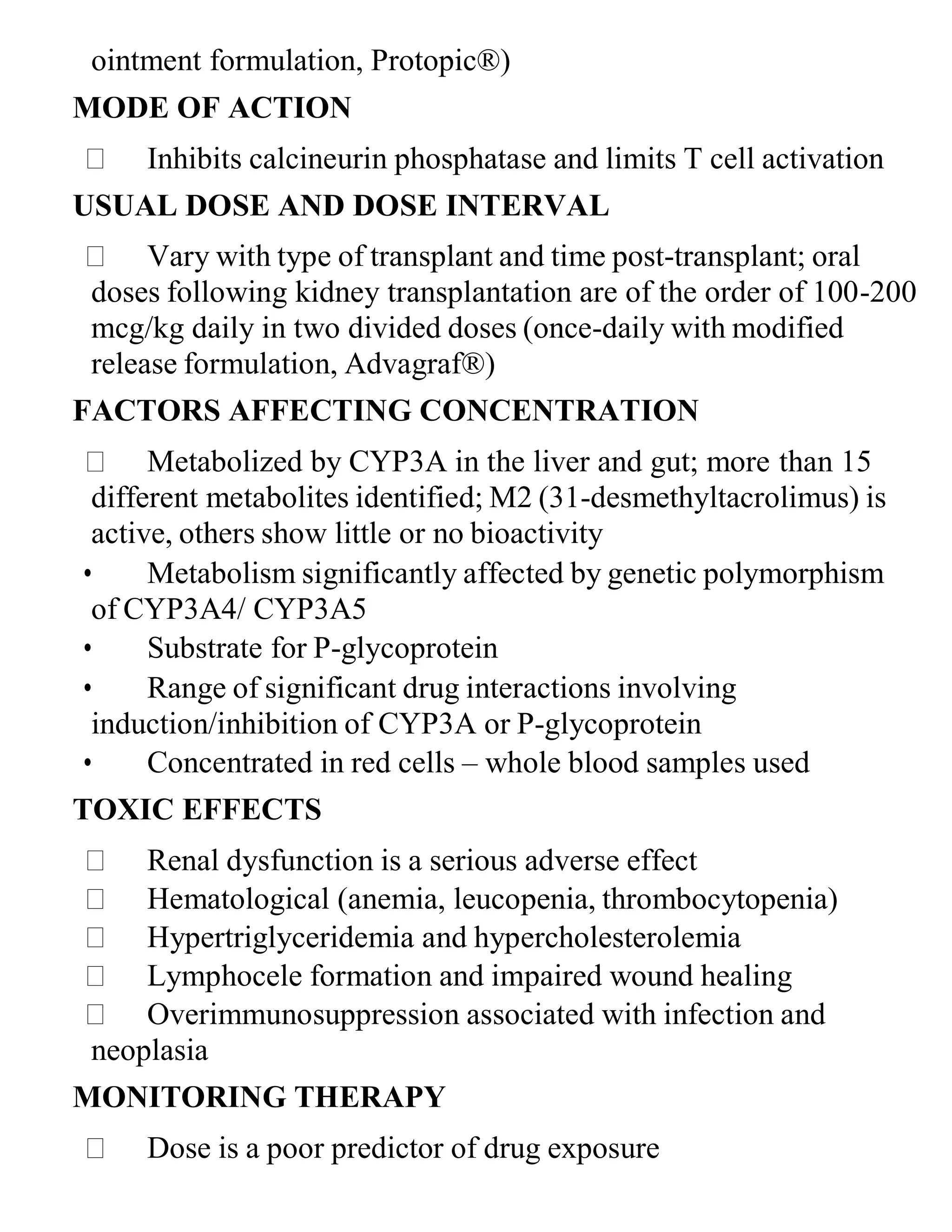 Therapeutic drug monitoring for immunosuppressive agents ( organ ...