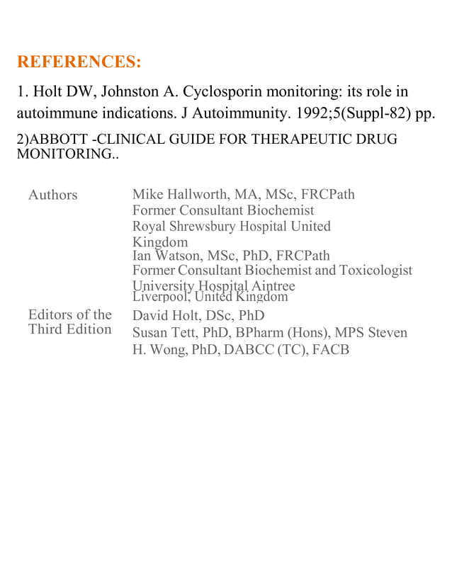 Therapeutic drug monitoring for immunosuppressive agents ( organ transplants) | PDF | Endocrine ...