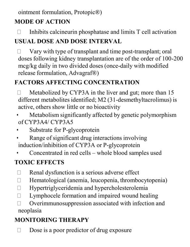 Therapeutic drug monitoring for immunosuppressive agents ( organ transplants) | PDF | Endocrine ...