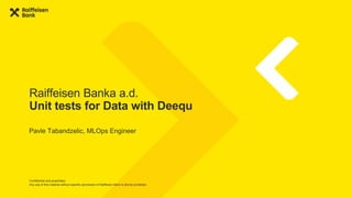[DSC Europe 23] Pavle Tabandzelic - “Unit tests for Data” with Deequ | PPT