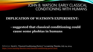 CLASSICAL CONDITIONING (PAVLOV/WATSON) | PPT