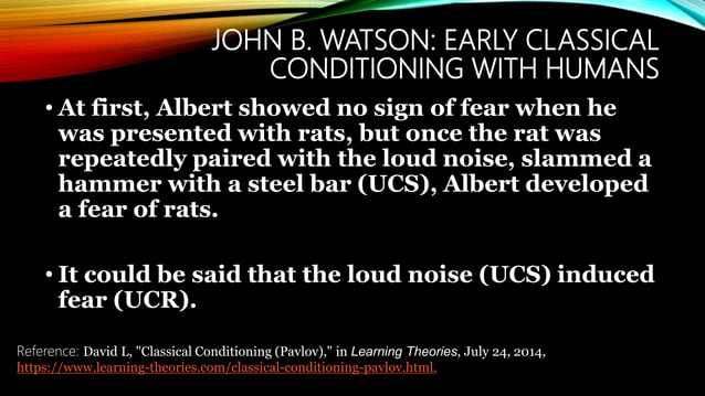 CLASSICAL CONDITIONING (PAVLOV/WATSON) | PPT