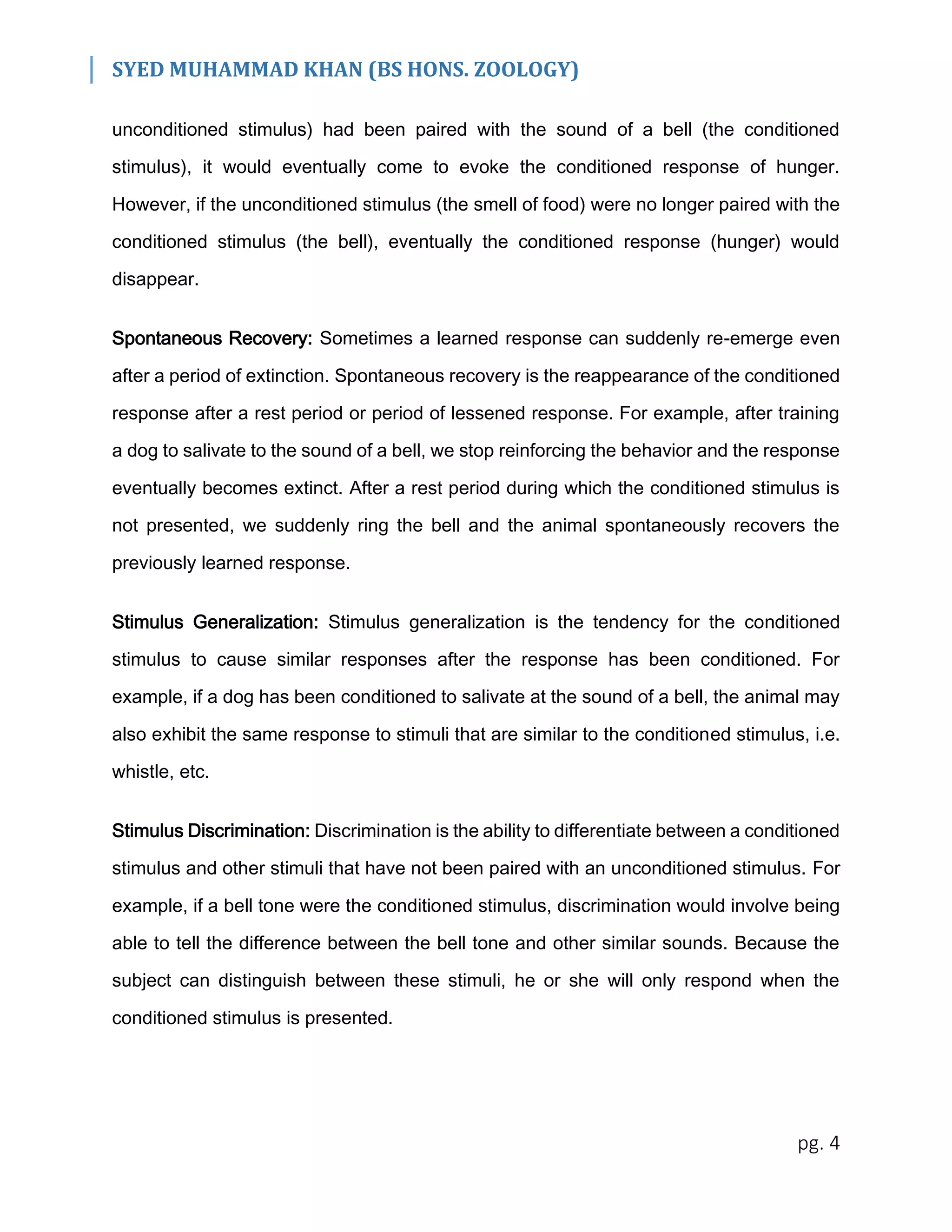 Pavlovian (Classical) Conditioning | PDF