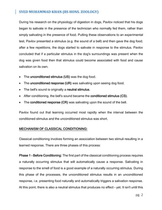 Pavlovian (Classical) Conditioning | PDF