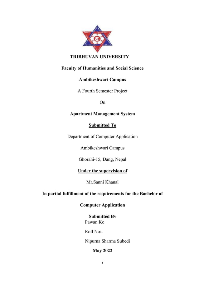 Apartment Management System REport.docx | Computer Software and Applications | Computing