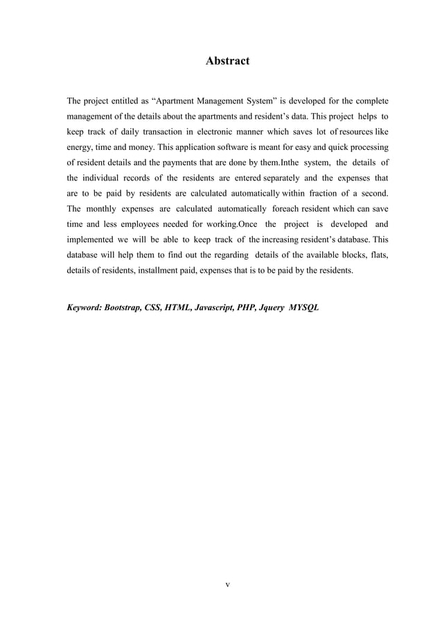 Apartment Management System REport.docx | Computer Software and Applications | Computing