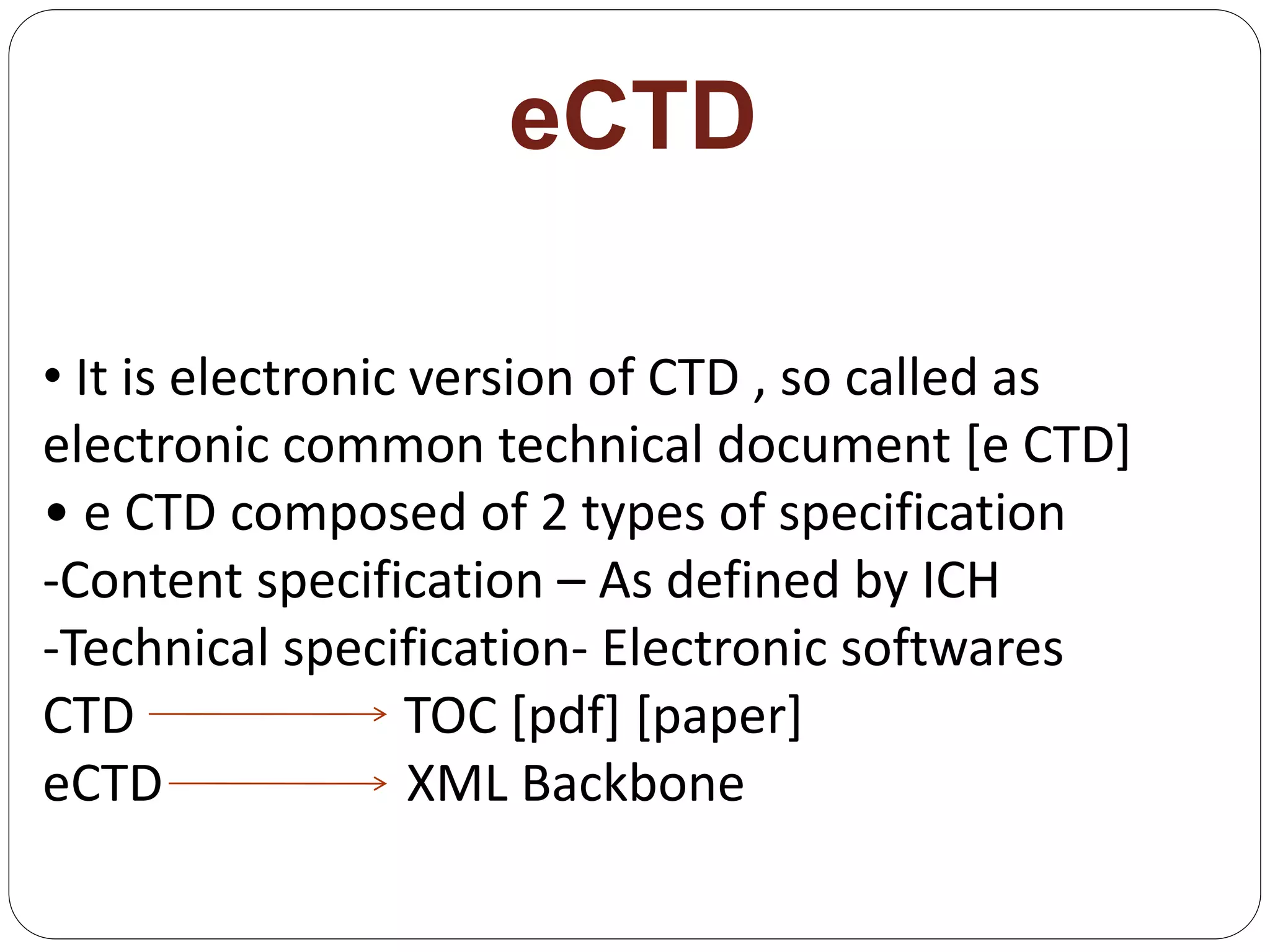 CTD and eCTD | PPTX | Desktop Publishing | Computer Software and Applications