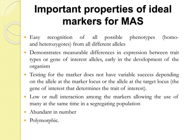 Marker Assisted Selection in Crop Breeding | PPT