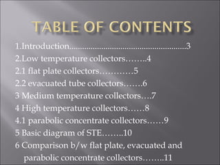 LOW MEDIUM AND HIGH TEMPERATURE COLLECTORS | PPT