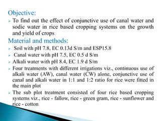 Conjunctive Use of Poor Quality Groundwater | PPTX