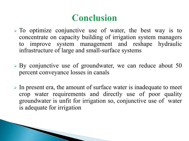 Conjunctive Use of Poor Quality Groundwater | PPTX