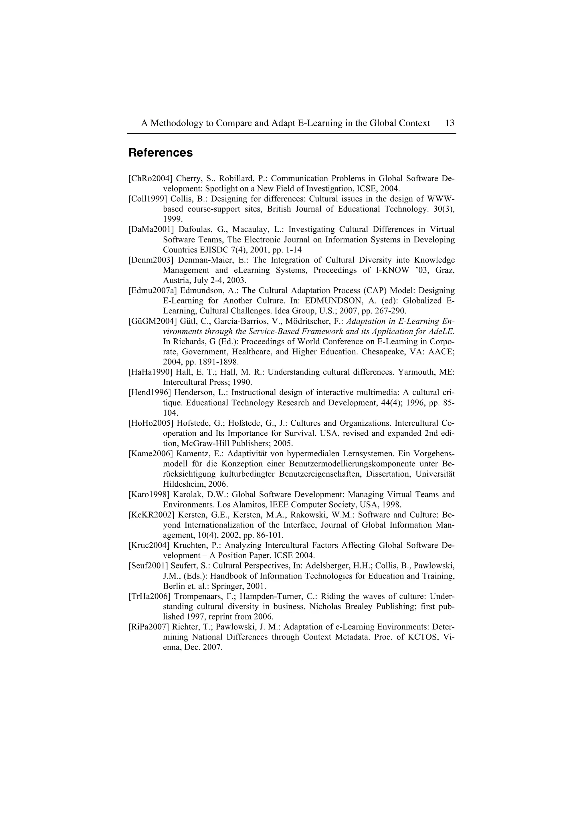 A Methodology to Compare and Adapt E-Learning in the Global Context (Pawlowski & Richter 2008) | PDF