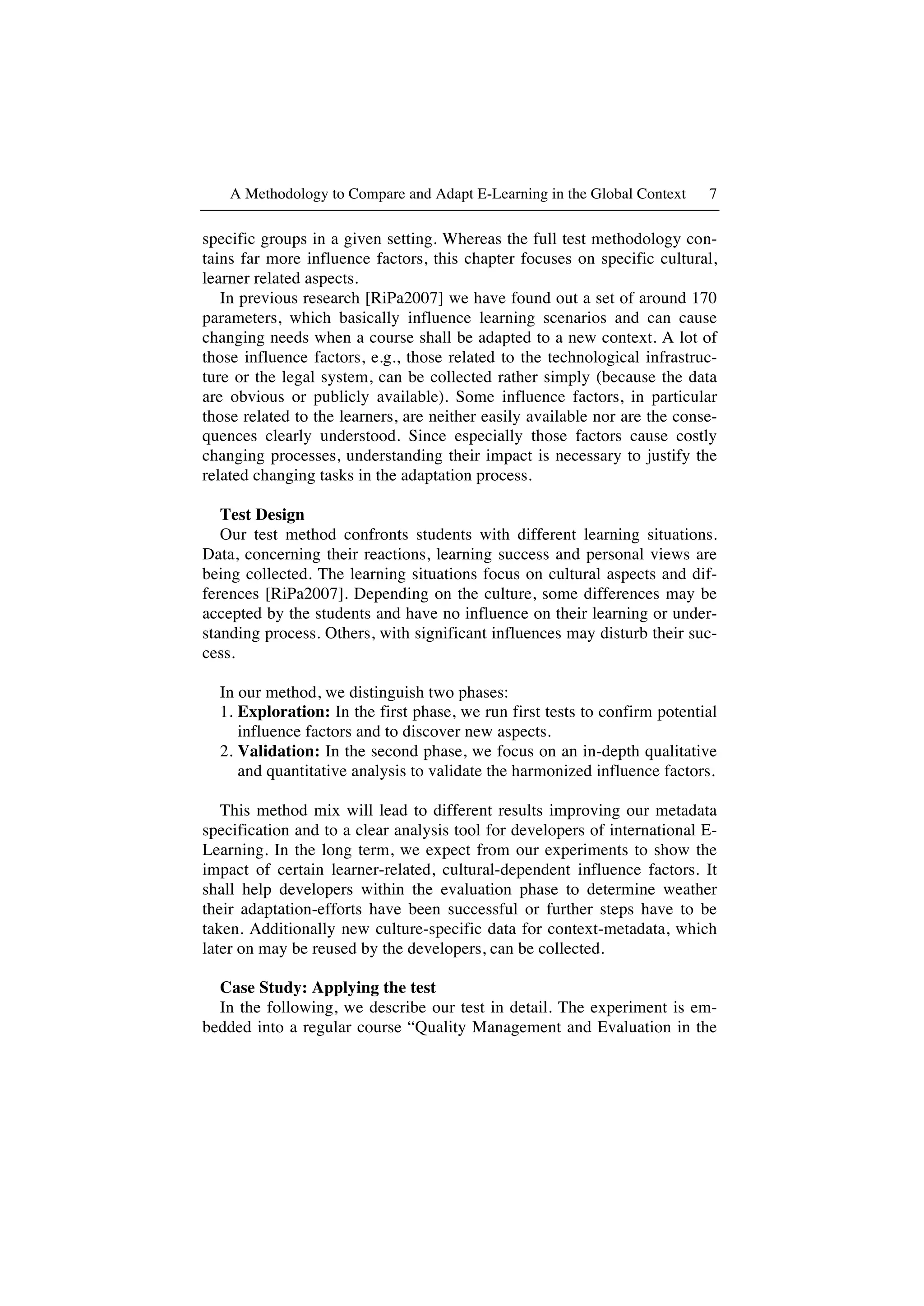 A Methodology to Compare and Adapt E-Learning in the Global Context ...