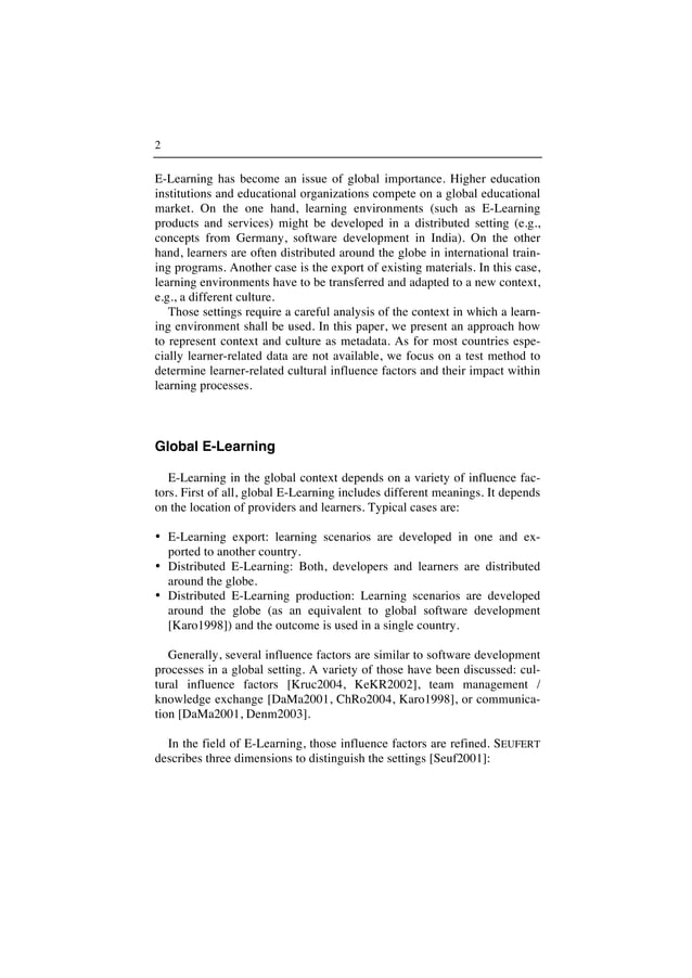 A Methodology to Compare and Adapt E-Learning in the Global Context (Pawlowski & Richter 2008) | PDF