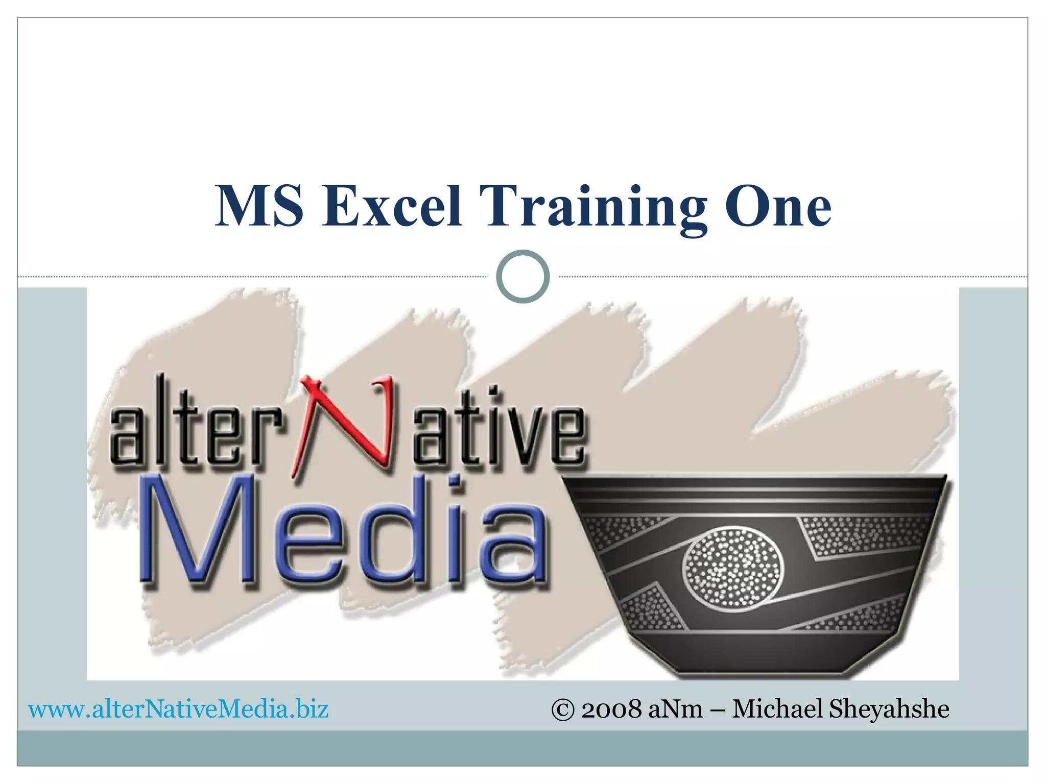 MS Excel Training 01 | PPT