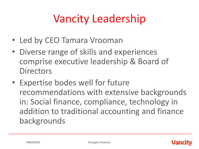 Organizational Case Study - Vancity | PPTX