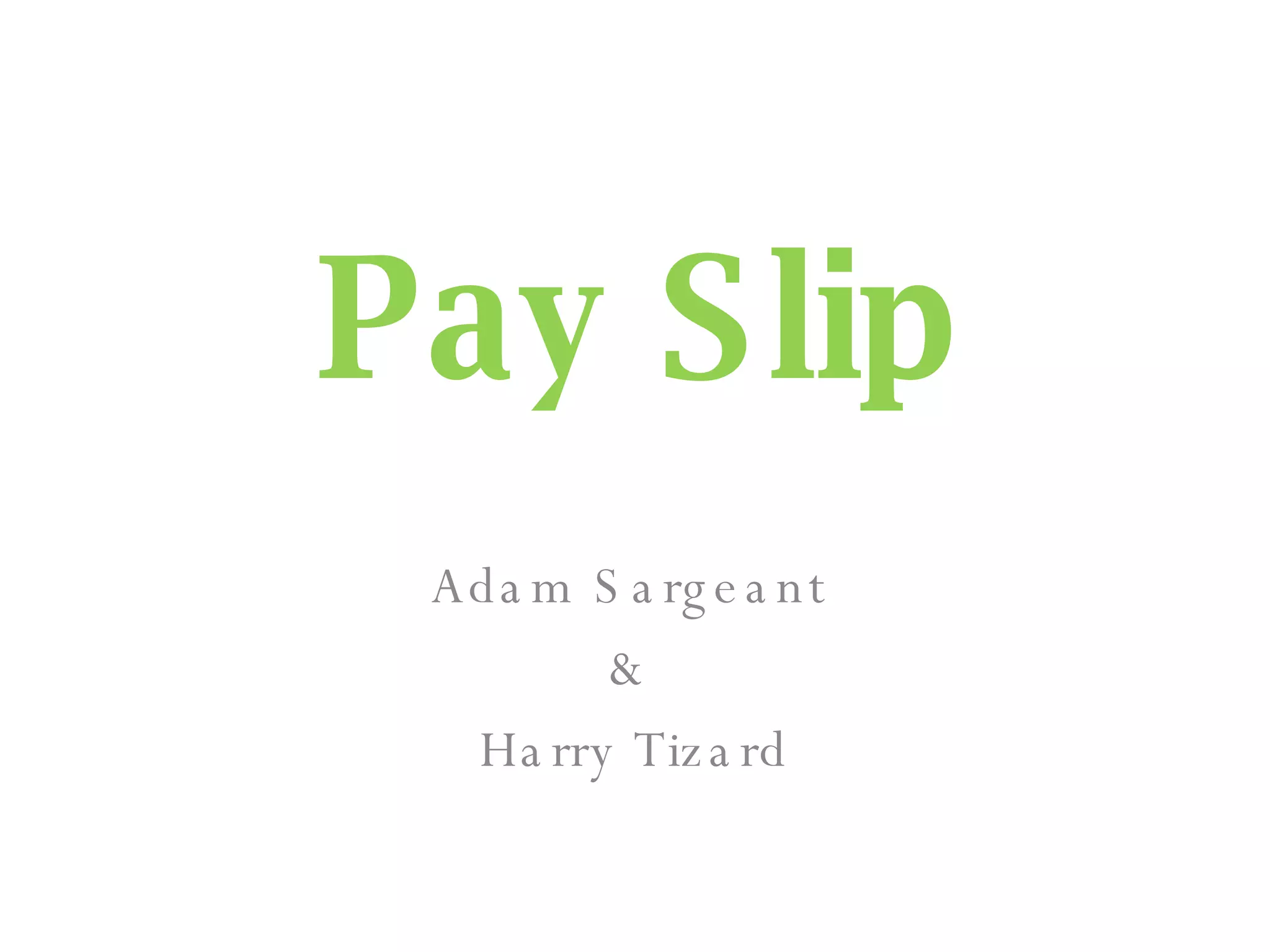 Pay Slip Presentation | PPT
