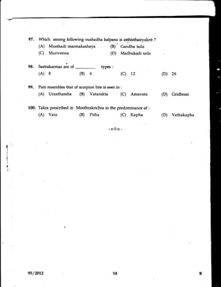 kerala psc ayurveda medial officer 2012 | PDF
