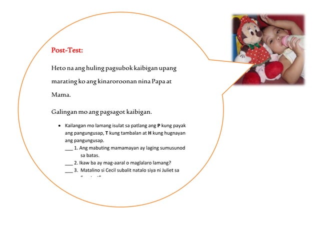 Payak, tambalan at hugnayan (Modyul sa Filipino) | DOCX