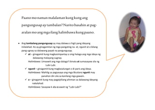 Payak, tambalan at hugnayan (Modyul sa Filipino) | DOCX