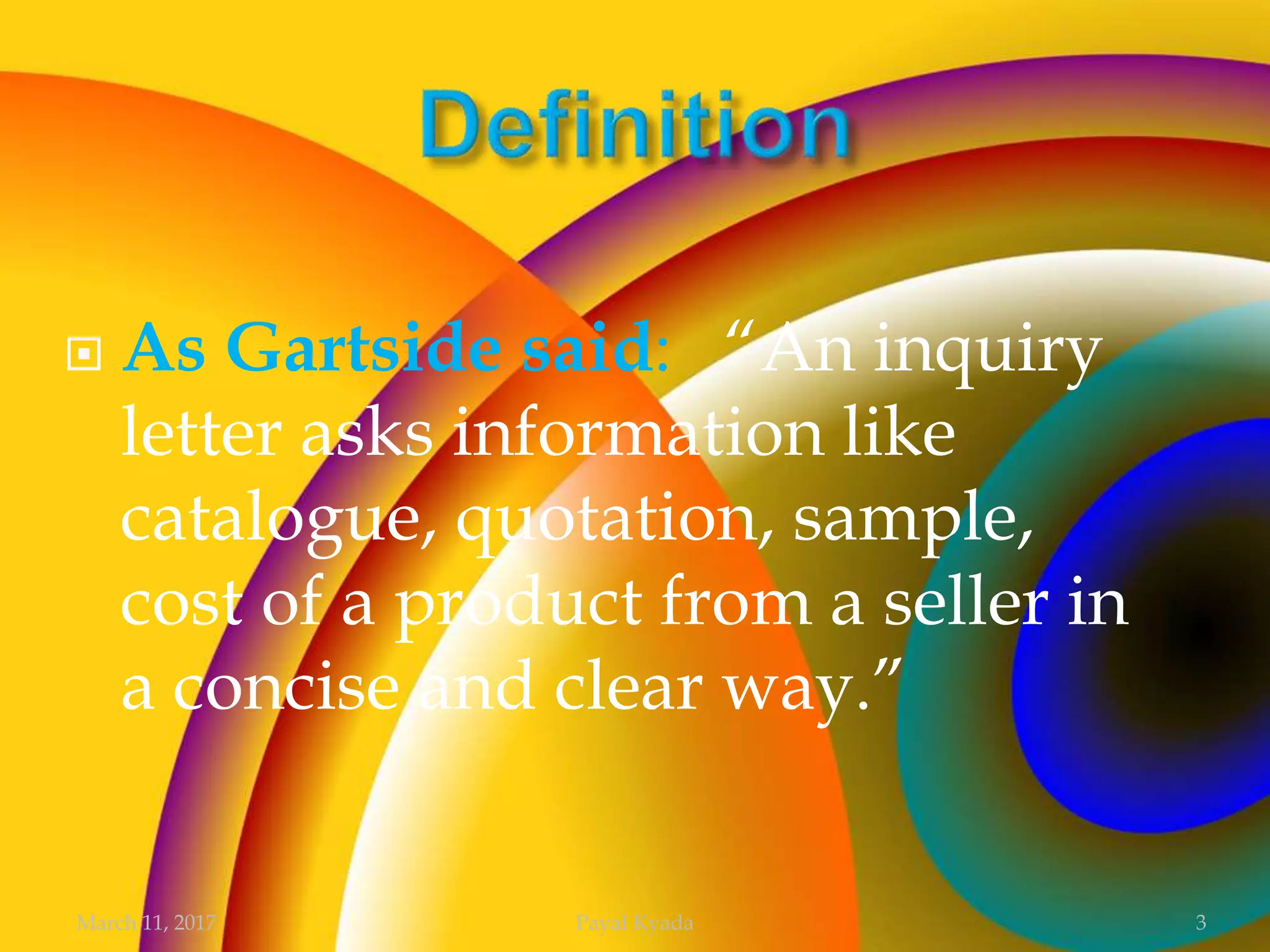 Payal ...kyada letters of inquiry | PPT | Free Download