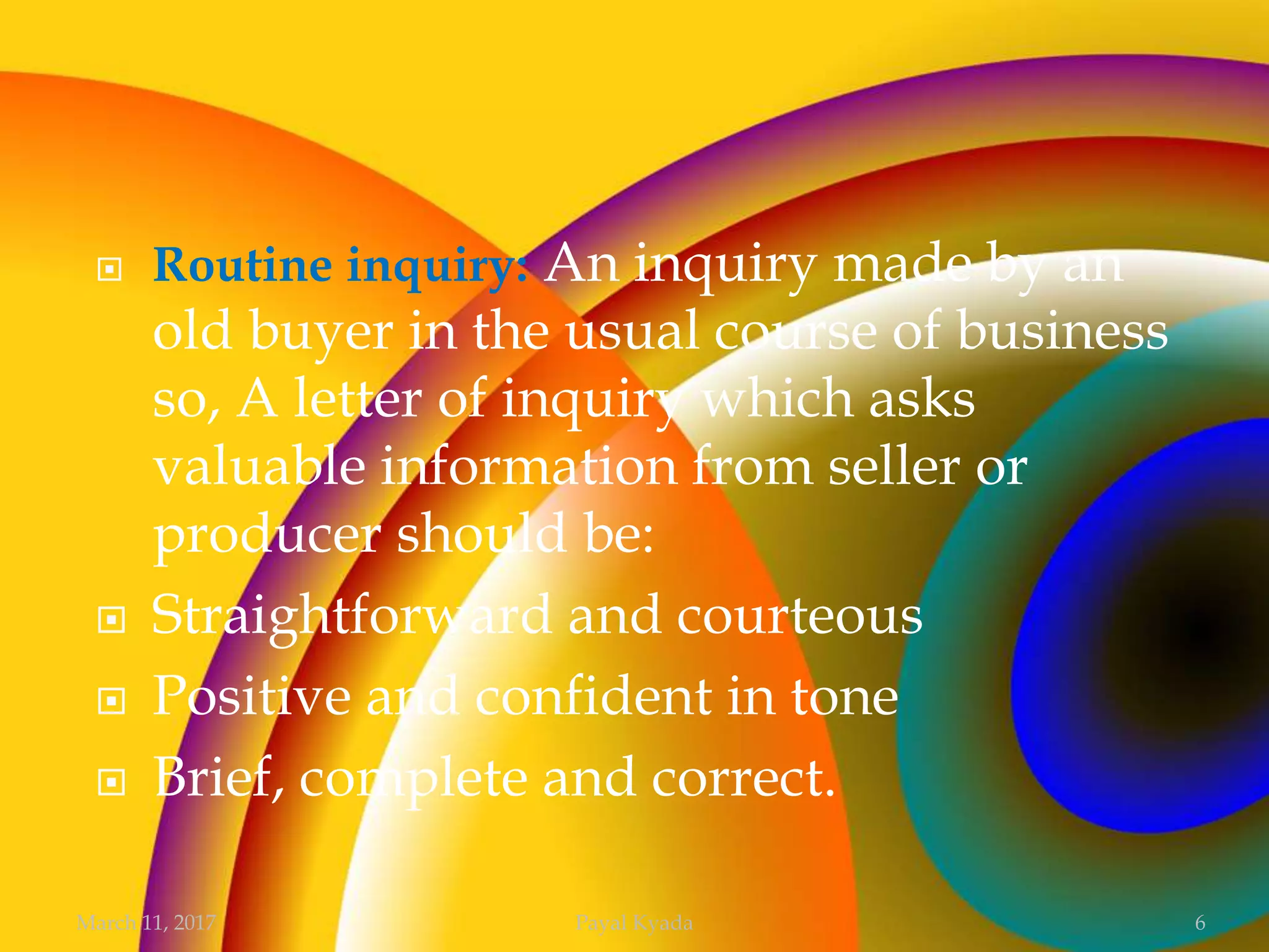 Payal ...kyada letters of inquiry | PPT