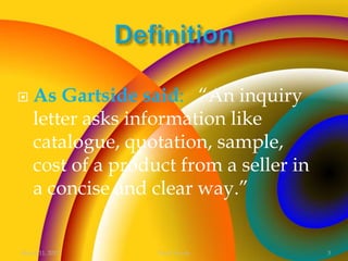 Payal ...kyada letters of inquiry | PPTX