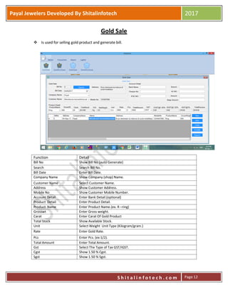 Payal jewellars navsari shop software user manual by shital infotech | PDF