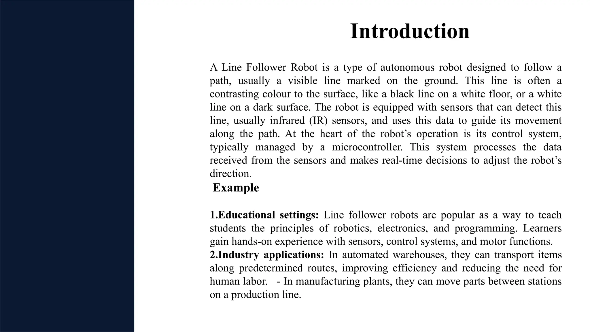 The presentation on line follower robot. | PPTX