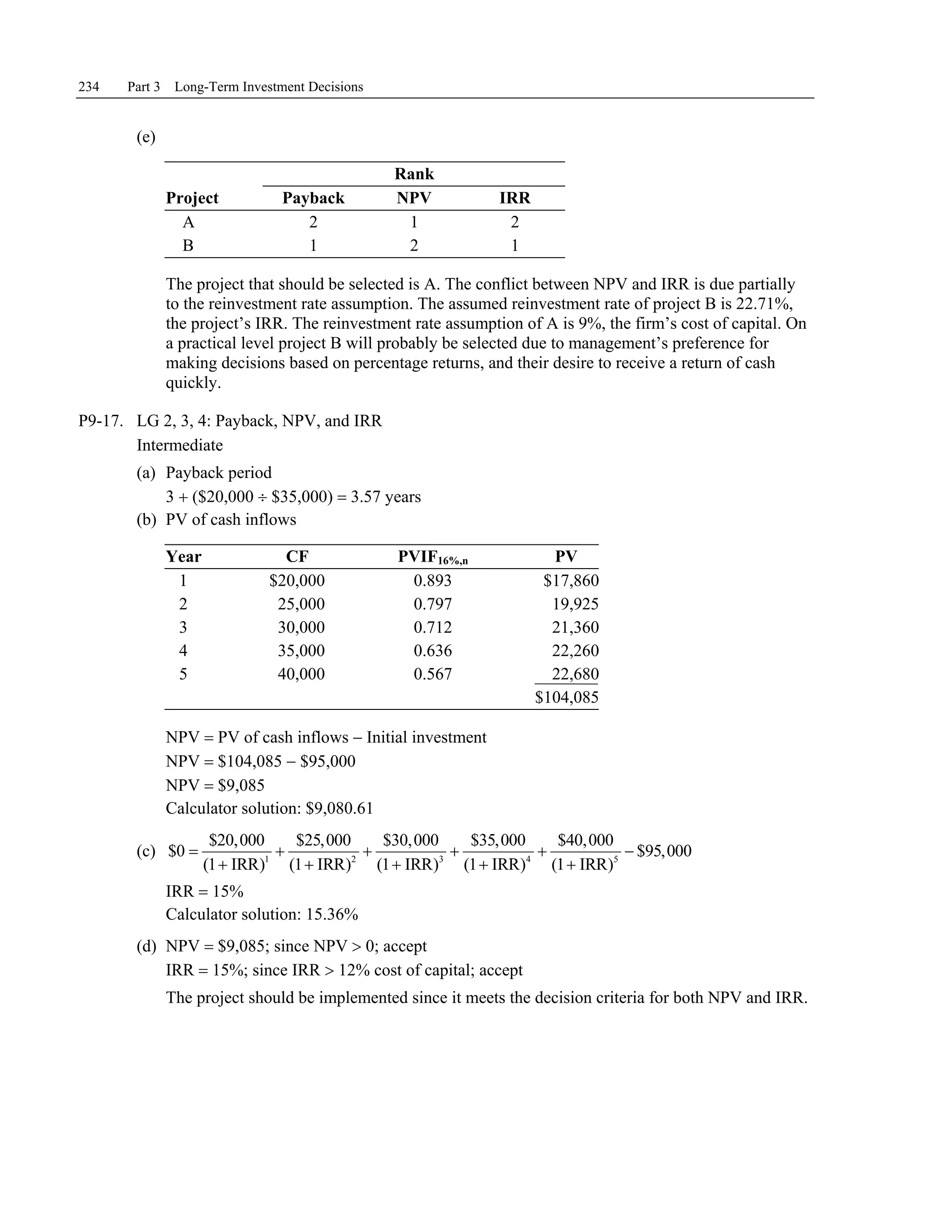 Pay back period ..chapter solution to problems... | PDF