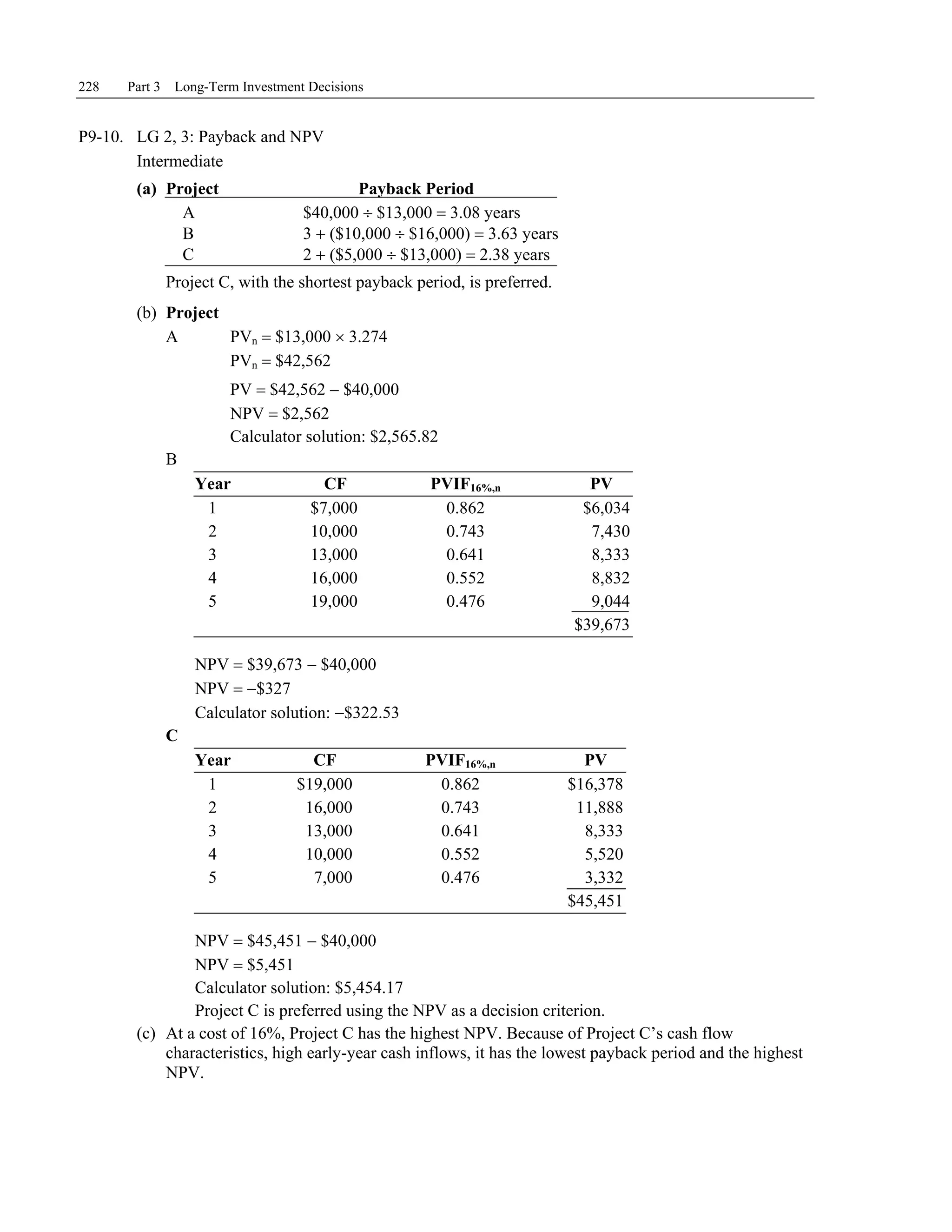 Pay back period ..chapter solution to problems... | PDF