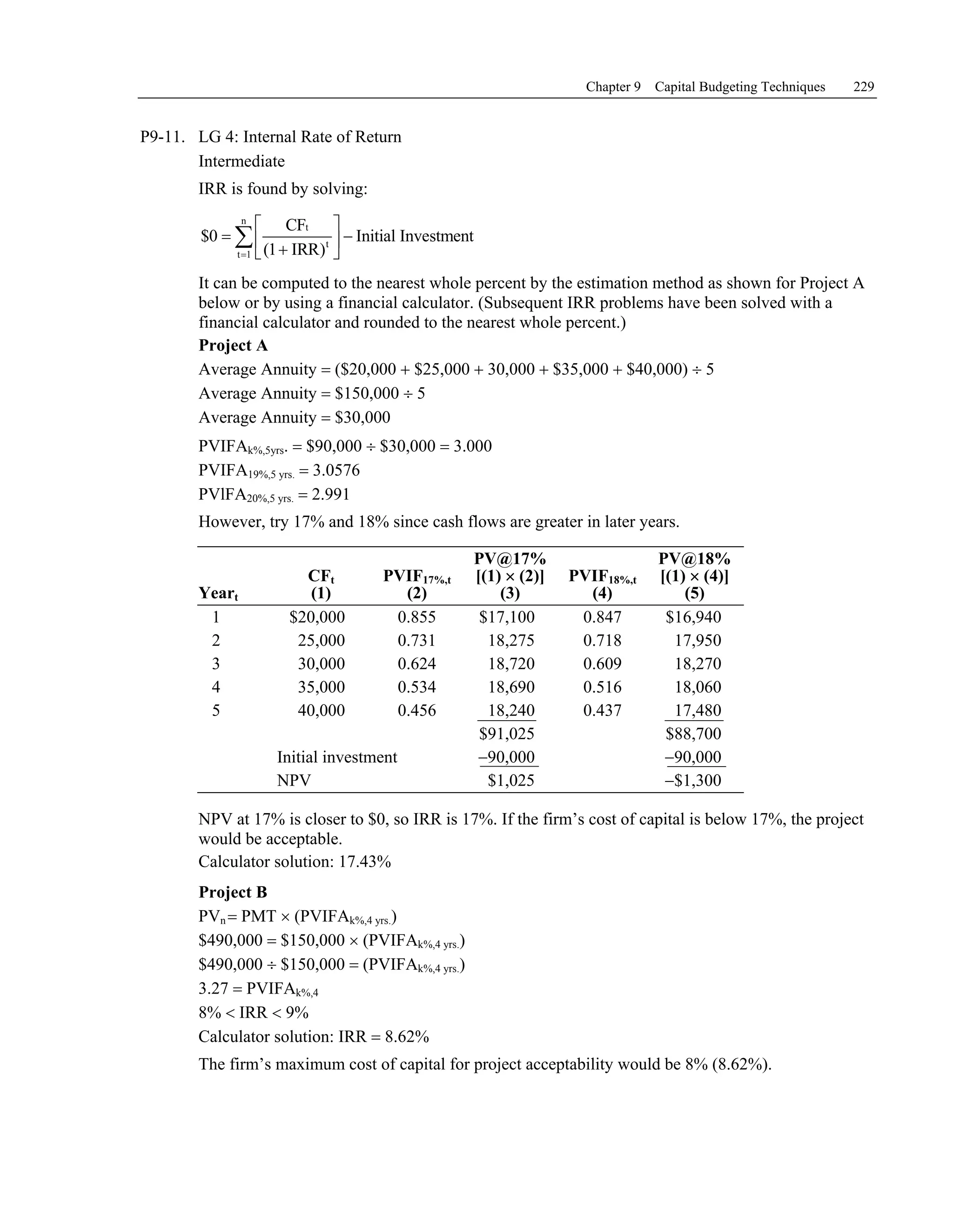 Pay back period ..chapter solution to problems... | PDF