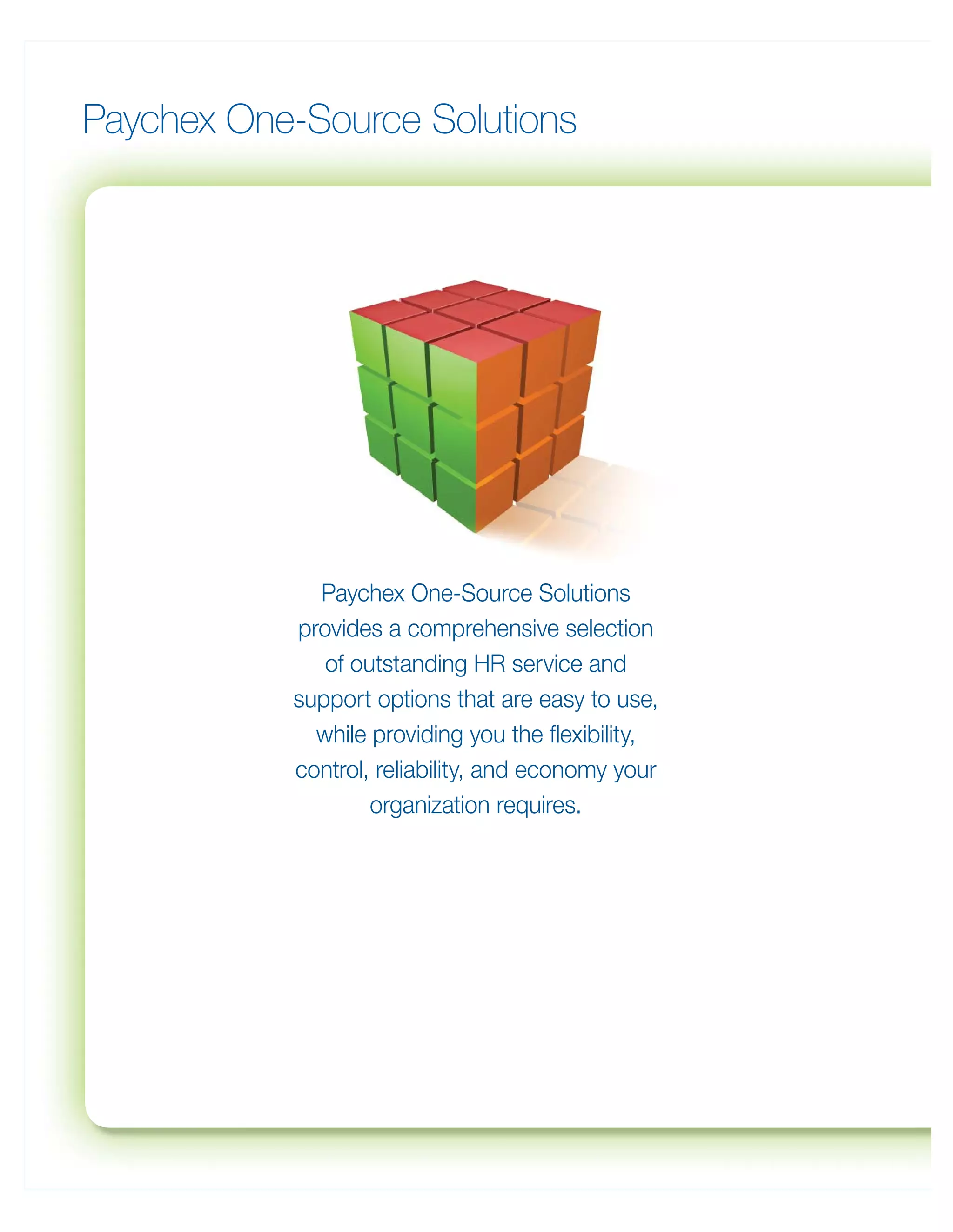 Paychex One Source Solutions Brochure | PDF
