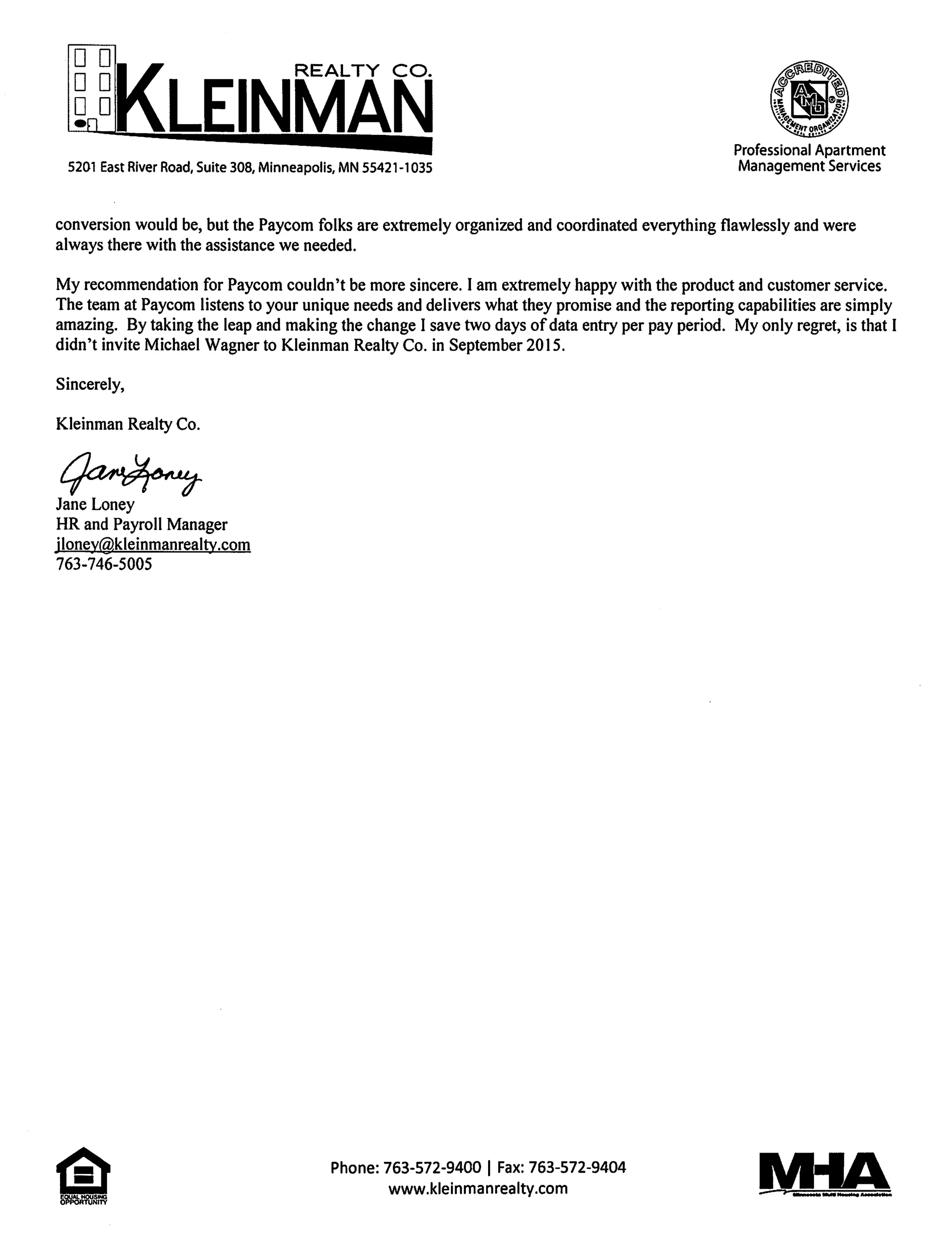 Kleinman Reference Letter | PDF