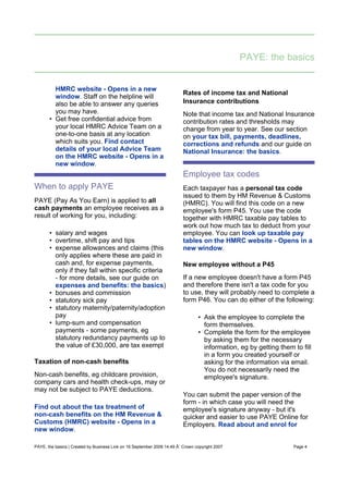 PAYE: The Basics | PDF | Personal Taxes | Personal Finance