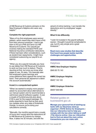 PAYE: The Basics | PDF | Personal Taxes | Personal Finance