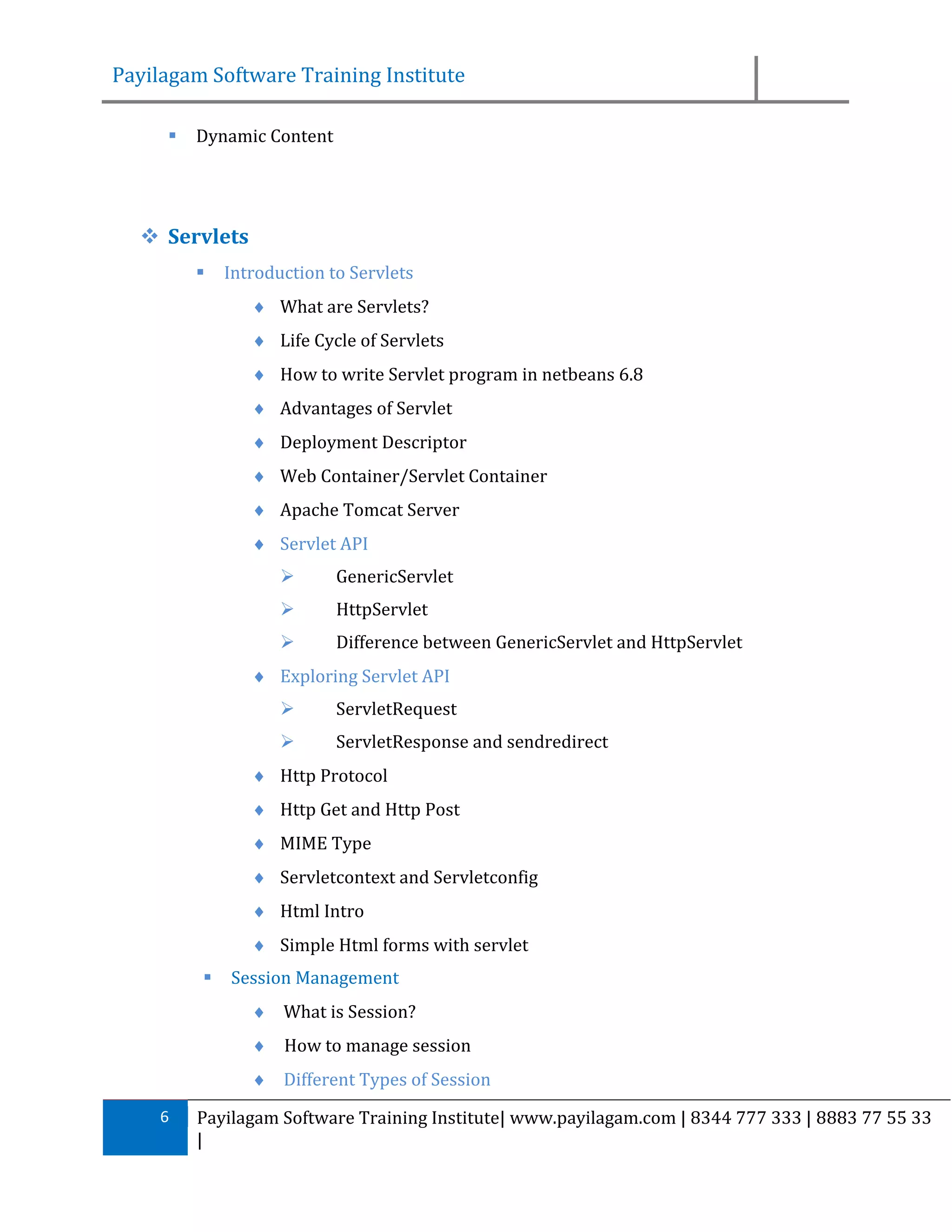 Java Training in Chennai - Payilagam Syllabus | PDF | Databases ...