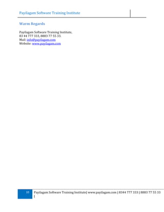 Java Training in Chennai - Payilagam Syllabus | PDF | Databases | Computer Software and Applications