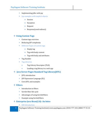 Java Training in Chennai - Payilagam Syllabus | PDF | Databases | Computer Software and Applications