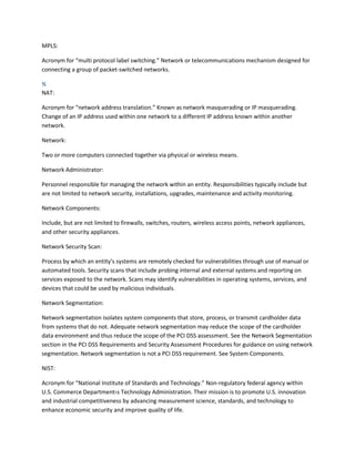 Payment Card Industry (PCI) Data Security Standard Glossary ...