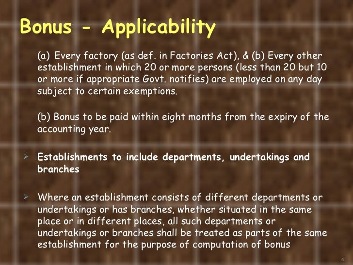 Payment of bonus act