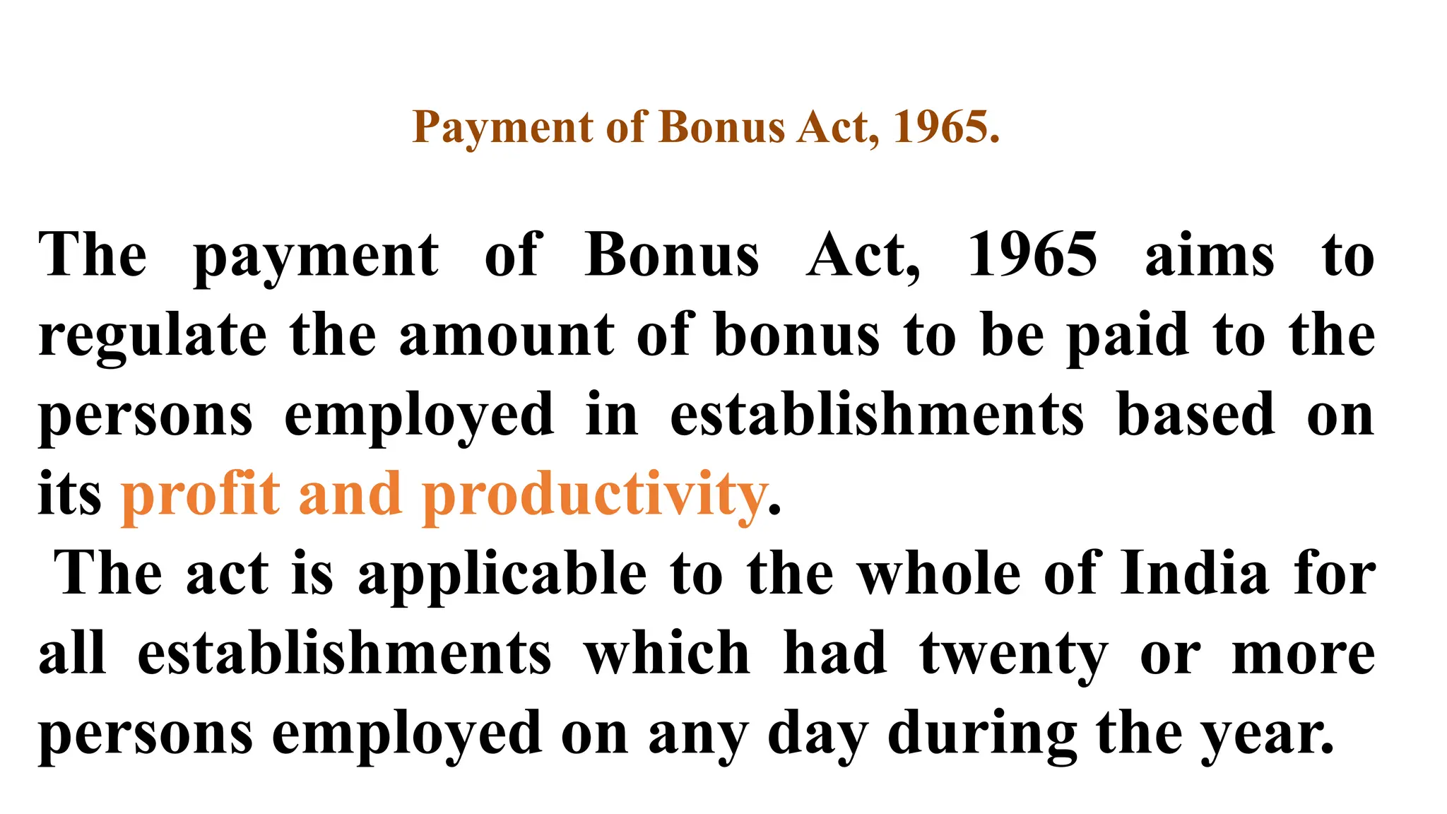Payment of bonus act - which talks about payment of bonus | PPT